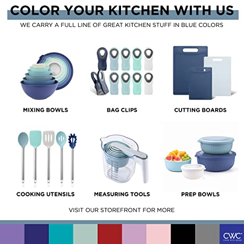 COOK WITH COLOR 10 Pc Bag Clips with Magnet- Food Clips, Chip Clips, Bag Clips for Food Storage with Air Tight Seal Grip, Snack Bags and Food Bags (Blue Ombre, Shades of Blue, Green and White)