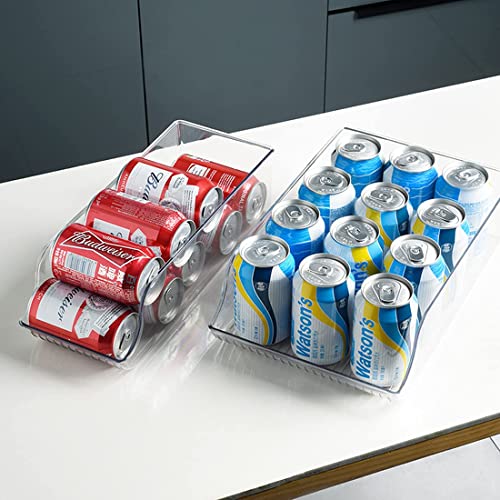 Xicennego Pop-Up Soda Can Dispenser Storage Organizer Bin (2pack-Large&Small) PET Can Holder Storage Beverage Canned Food Organizer For Kitchens Refrigerators Counters Freezers Shops Camping RVs