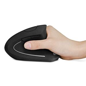 Anker 2.4G Wireless Vertical Ergonomic Optical Mouse, 800 / 1200 /1600 DPI, 5 Buttons for Laptop, Desktop, PC, Macbook - Black