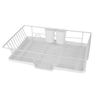 Home Basics DD30234 3-Piece Dish Drainer Set, White