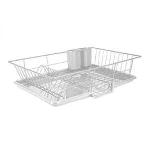 Home Basics DD30234 3-Piece Dish Drainer Set, White