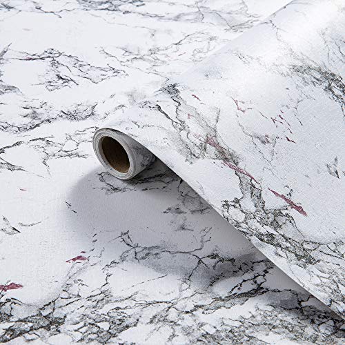 LEISIME 17.71"x394" Marble Contact Paper Countertops White Roll Kitchen Countertop Cabinet Furniture is Renovated - Decorative Granite Vinyl Film Counter Stick Waterproof Removable