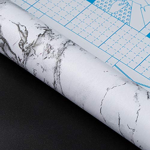 LEISIME 17.71"x394" Marble Contact Paper Countertops White Roll Kitchen Countertop Cabinet Furniture is Renovated - Decorative Granite Vinyl Film Counter Stick Waterproof Removable