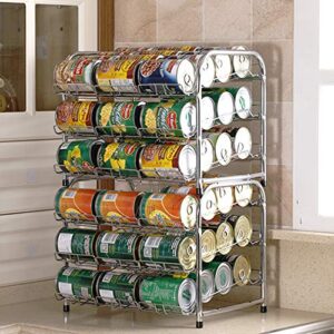 FlagShip Pantry Food Can Rack Organizer, 3-Tier Stackable Soup Vegetable Canned Food Dispenser Organizers Storage, Pantry Can Food Holders Metal (36 Cans Chrome)