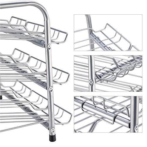 FlagShip Pantry Food Can Rack Organizer, 3-Tier Stackable Soup Vegetable Canned Food Dispenser Organizers Storage, Pantry Can Food Holders Metal (36 Cans Chrome)