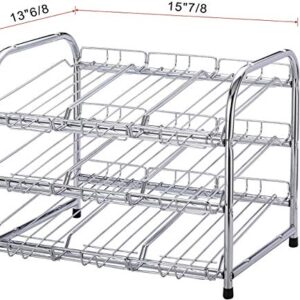 FlagShip Pantry Food Can Rack Organizer, 3-Tier Stackable Soup Vegetable Canned Food Dispenser Organizers Storage, Pantry Can Food Holders Metal (36 Cans Chrome)