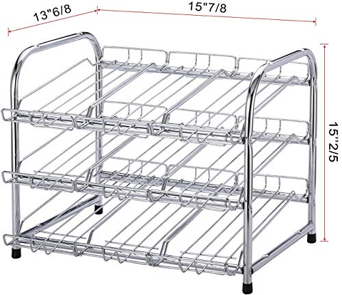 FlagShip Pantry Food Can Rack Organizer, 3-Tier Stackable Soup Vegetable Canned Food Dispenser Organizers Storage, Pantry Can Food Holders Metal (36 Cans Chrome)