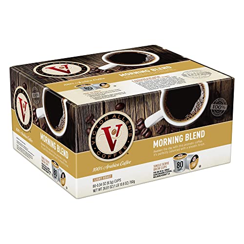 Victor Allen 's Coffee K Cups Single Serve Light Roast Coffee Keurig 2 Brewer Compatible, Morning Blend, 80 Count (Pack of 1)