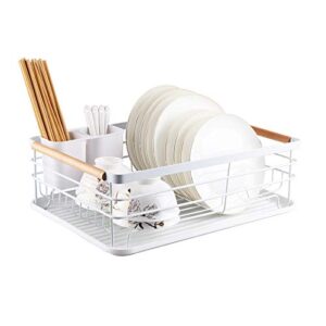 Dish Drying Rack, Space-Saving Kitchen Dish Rack, Rustproof Dish Racks for Kitchen Counter with Cutlery Holder, Drying Rack for Dishes, Knives, Spoons, and Forks