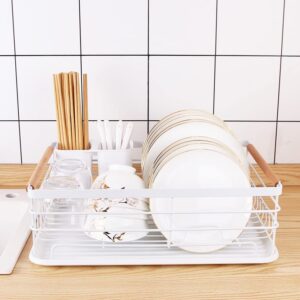 Dish Drying Rack, Space-Saving Kitchen Dish Rack, Rustproof Dish Racks for Kitchen Counter with Cutlery Holder, Drying Rack for Dishes, Knives, Spoons, and Forks