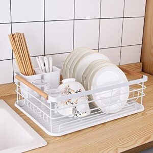 Dish Drying Rack, Space-Saving Kitchen Dish Rack, Rustproof Dish Racks for Kitchen Counter with Cutlery Holder, Drying Rack for Dishes, Knives, Spoons, and Forks