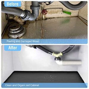 Under Sink Mat for Kitchen Waterproof,34" x 22" Large Silicone Waterproof Mat under sink organizers Kitchen Bathroom Cabinet Mat and Protector for Drips Leaks Spills Tray (34"x 22"Black)