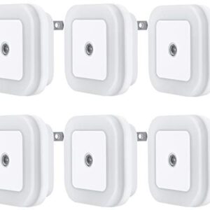 Uigos LED Night Light Lamp with Smart Sensor Dusk to Dawn Sensor, Daylight White, 0.5W Plug-in, 6-Pack