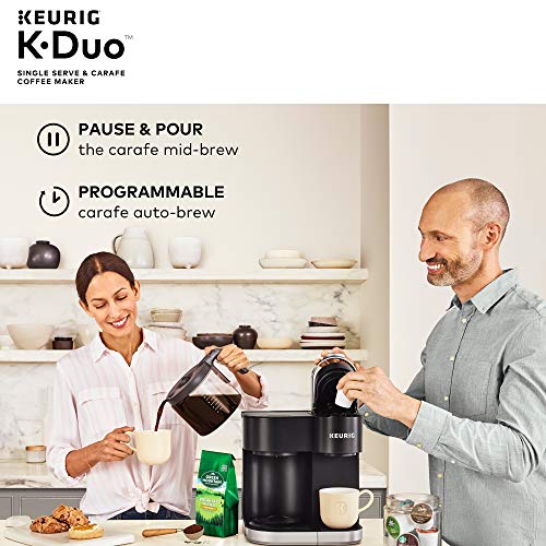 Keurig K-Duo Coffee Maker, Single Serve and 12-Cup Carafe Drip Coffee Brewer, Compatible with K-Cup Pods and Ground Coffee, Black