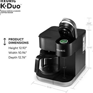 Keurig K-Duo Coffee Maker, Single Serve and 12-Cup Carafe Drip Coffee Brewer, Compatible with K-Cup Pods and Ground Coffee, Black