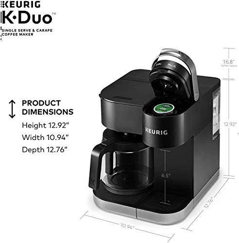 Keurig K-Duo Coffee Maker, Single Serve and 12-Cup Carafe Drip Coffee Brewer, Compatible with K-Cup Pods and Ground Coffee, Black