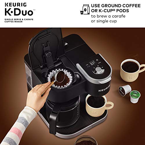 Keurig K-Duo Coffee Maker, Single Serve and 12-Cup Carafe Drip Coffee Brewer, Compatible with K-Cup Pods and Ground Coffee, Black