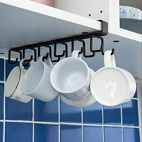 Multi-Function Storage Hooks Under Cabinet Mug Hanger for Cups Wine Glasses Without Drilling