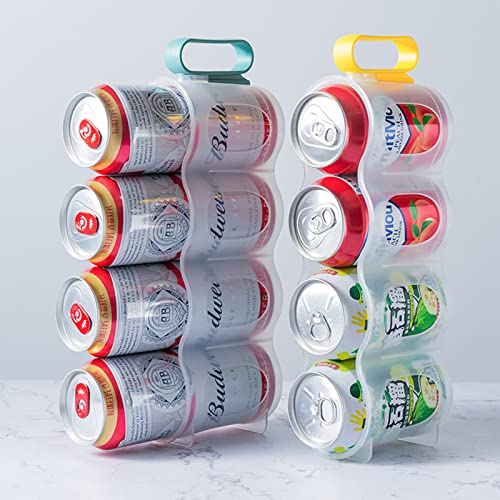 Plcnn 3pcs Portable Soda Can Organizer, Refrigerator Soda Can & Bottles Organizer Canned Food Bin Stackable Dispenser with handle Beverage Holder Dispenser