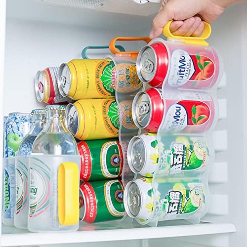 Plcnn 3pcs Portable Soda Can Organizer, Refrigerator Soda Can & Bottles Organizer Canned Food Bin Stackable Dispenser with handle Beverage Holder Dispenser