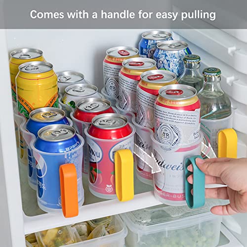 Plcnn 3pcs Portable Soda Can Organizer, Refrigerator Soda Can & Bottles Organizer Canned Food Bin Stackable Dispenser with handle Beverage Holder Dispenser