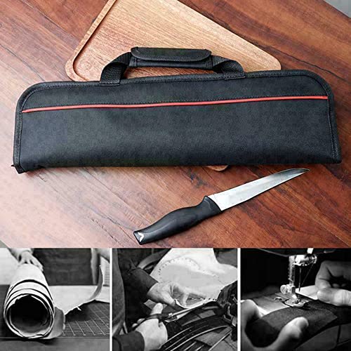 HUHAOLIANHE Professional Nylon Kitchen knife Bag (5 Pockets) Storage Carrying Pouch Red Portable Chef Knife Roll Case