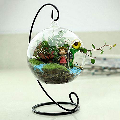 Metal Glass Stand Globe Ornament Iron Hanging Holder Candle Candlestick Other Refrigerator Cheese Storage Containers (Black, One Size)