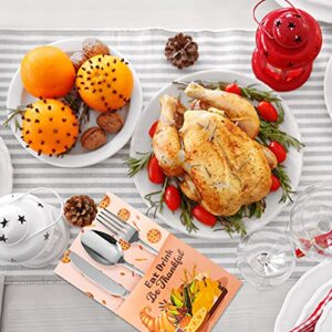 GROBRO7 36Pcs Thanksgiving Cutlery Holders Autumn Silverware Wrap Bag Happy Turkey Day Pumpkin Maple Leaf Tableware Holder Pouch for Knife Fork Fall Harvest Party Supplies for Dinner Table Decor