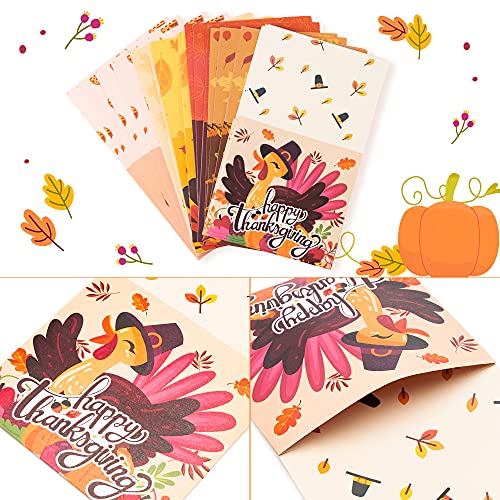 GROBRO7 36Pcs Thanksgiving Cutlery Holders Autumn Silverware Wrap Bag Happy Turkey Day Pumpkin Maple Leaf Tableware Holder Pouch for Knife Fork Fall Harvest Party Supplies for Dinner Table Decor