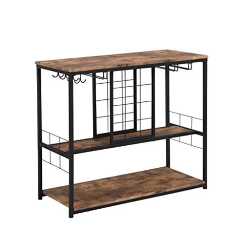 SAWQF Industrial Wine Rack Table with Glass Stand Wine Cabinet with Storage Shelves