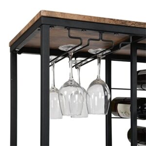 SAWQF Industrial Wine Rack Table with Glass Stand Wine Cabinet with Storage Shelves