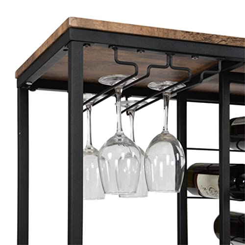 SAWQF Industrial Wine Rack Table with Glass Stand Wine Cabinet with Storage Shelves