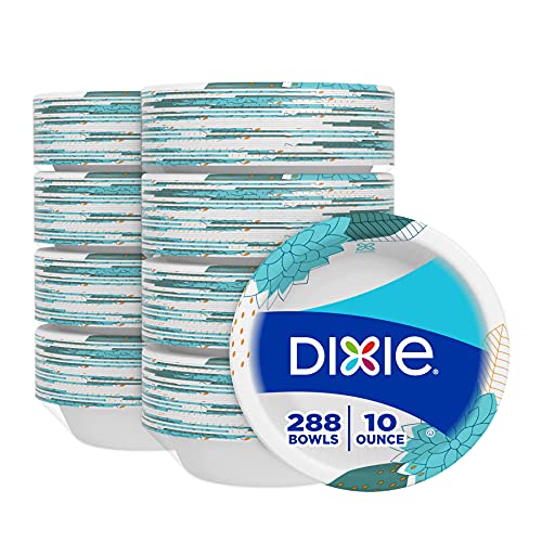 Dixie Paper Bowls, 10oz, Dessert or Light Lunch Size Printed Disposable Bowl, 36 Count (Pack of 8)