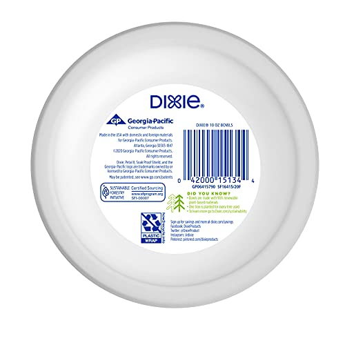 Dixie Paper Bowls, 10oz, Dessert or Light Lunch Size Printed Disposable Bowl, 36 Count (Pack of 8)