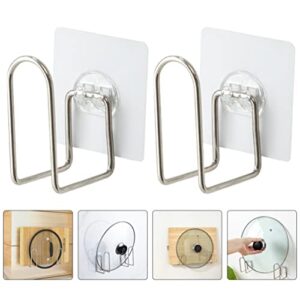 Hemoton 8 Pcs Wall Mounted Pot Lids Holder Wall Door Mounted Pan Lid Cover Hanger Rack Kitchen Utensil Cutting Board Organizer for Home and Kitchen Use