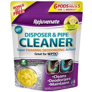 rejuvenate disposer and pipe cleaner, lemon scent, 6 pods, 7.1 oz (201g)