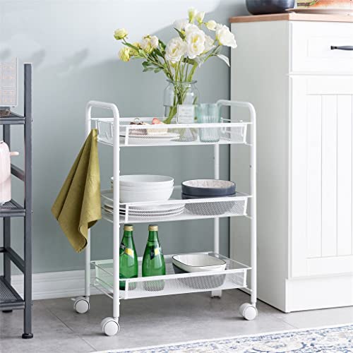 SLNFXC Kitchen Bathroom Bathroom Shelf Metal Trolley with Wheels Three-Layer Storage Rack Hook Trolley (Color : D, Size : 1)