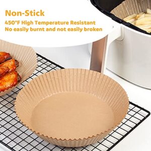 Ailun 8inch Air Fryer Disposable Paper Liners, 100PCS Non-Stick Air Fryer Parchment Liner, Oil Resistant, Waterproof, Food Grade Baking Paper for 5-8 QT Air Fryer Baking Roasting Microwave