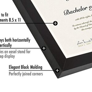 Americanflat 8.5x11 Diploma Frame in Black with Shatter Resistant Glass - Horizontal and Vertical Formats for Wall and Tabletop