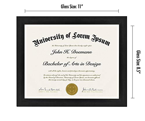 Americanflat 8.5x11 Diploma Frame in Black with Shatter Resistant Glass - Horizontal and Vertical Formats for Wall and Tabletop