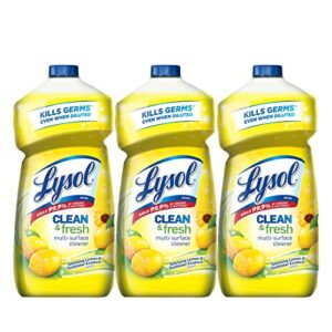 lysol multi-surface cleaner, sanitizing and disinfecting pour, to clean and deodorize, sparkling lemon and sunflower essence, 40 fl oz (pack of 3)