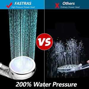 FASTRAS LED Shower Head with Handheld, Shower Head High Pressure Shower Head with Hose, Holder & PTFE Tape etc, 3 Water Temperature-Controlled Water Saving Filtered Shower Head for Dry Skin& Hair…