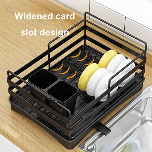 2 Tier Dish Drainer Rack, Large Capacity Kitchen Countertop Organizer, with 360° Rotation Guide Sink Tray & Chopstick Holder, for Above The Sink