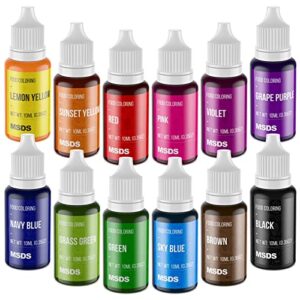 food coloring set – 12 color food grade vibrant food dye cherrysea tasteless liquid color for cake decorating, baking, easter egg, icing, fondant, cooking, slime making diy supplies kit – 0.35 fl. oz (10 ml)/bottles