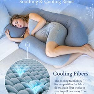 Pharmedoc Pregnancy Pillows, U-Shape Full Body Pillow – Cooling Cover Dark Grey – Pregnancy Pillows for Sleeping – Body Pillows for Adults, Maternity Pillow and Pregnancy Must Haves