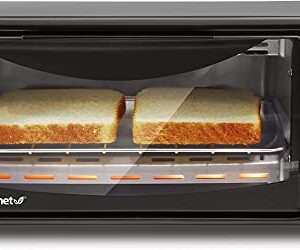 Elite Gourmet ETO236 Personal 2 Slice Countertop Toaster Oven with 15 Minute Timer Includes Pan and Wire Rack, Bake, Broil, Toast, Black