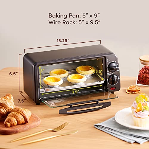 Elite Gourmet ETO236 Personal 2 Slice Countertop Toaster Oven with 15 Minute Timer Includes Pan and Wire Rack, Bake, Broil, Toast, Black