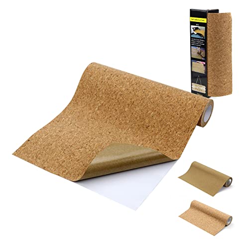 Enjoy Myself Self Adhesive Backed Cork Roll, Natural Cork Drawer Shelf Liner for Crafters, Corkboard Paper Sheets for Furnitures and DIY Projects (Coarse Pattern, 12x118 inch)