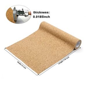 Enjoy Myself Self Adhesive Backed Cork Roll, Natural Cork Drawer Shelf Liner for Crafters, Corkboard Paper Sheets for Furnitures and DIY Projects (Coarse Pattern, 12x118 inch)