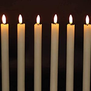 GenSwin Flameless Ivory Taper Candles Flickering with 10-Key Remote, Battery Operated Led Warm 3D Wick Light Window Candles Real Wax Pack of 6, Christmas Home Wedding Decor(0.78 X 9.64 Inch)